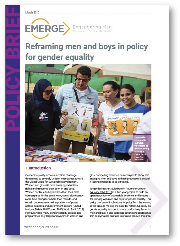 Reframing Men & Boys in Policy for Gender Equality